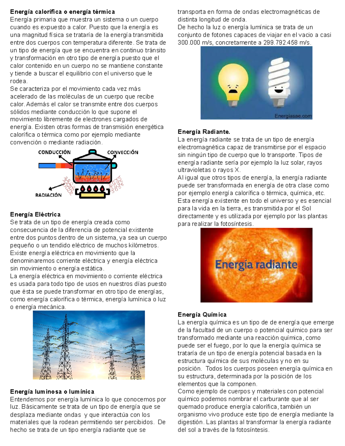 50 tipos de energia - Energía calorífica o energía térmica Energía ...