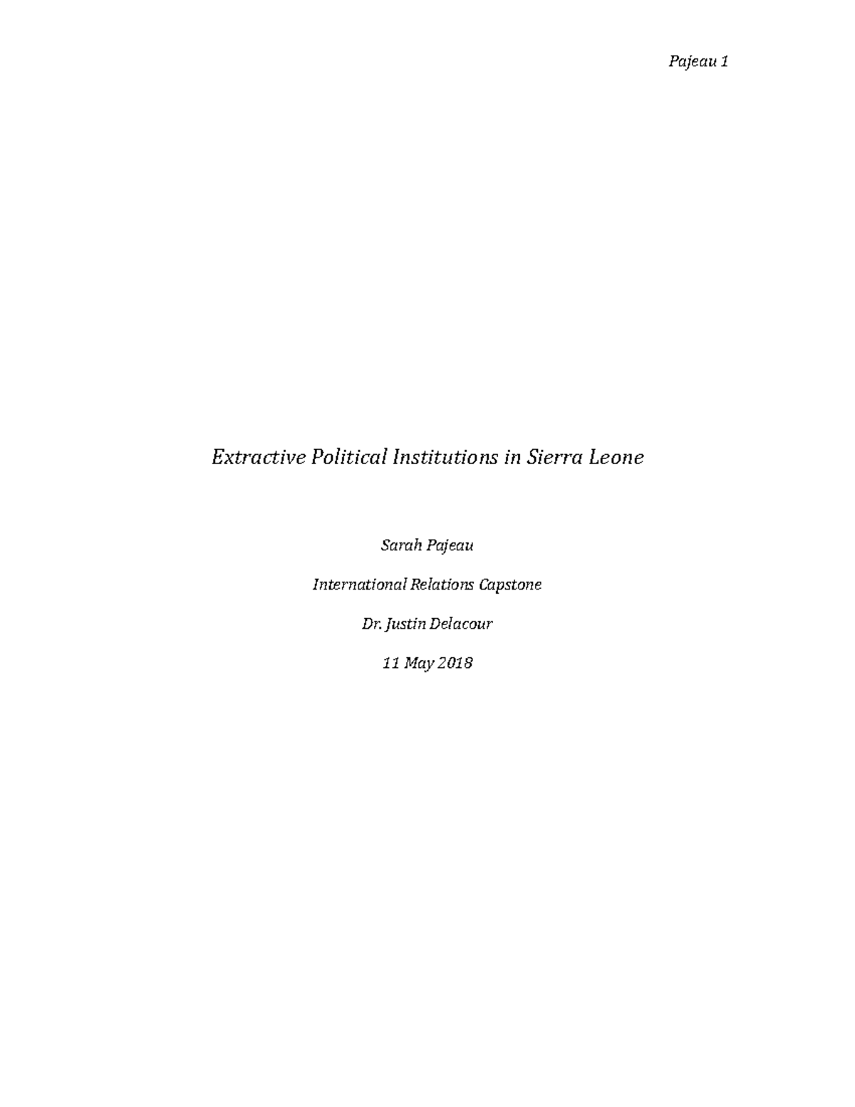 Capstone 2 - Model United Nations POLS-32800 - Extractive Political ...