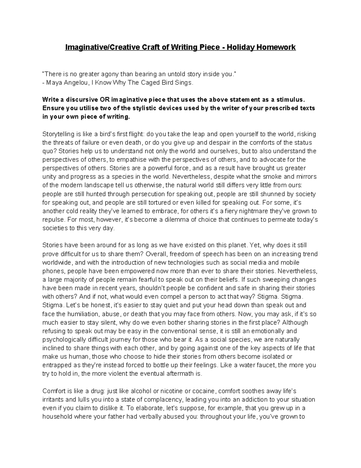Creative Craft of Writing Piece - Imaginative/Creative Craft of Writing ...