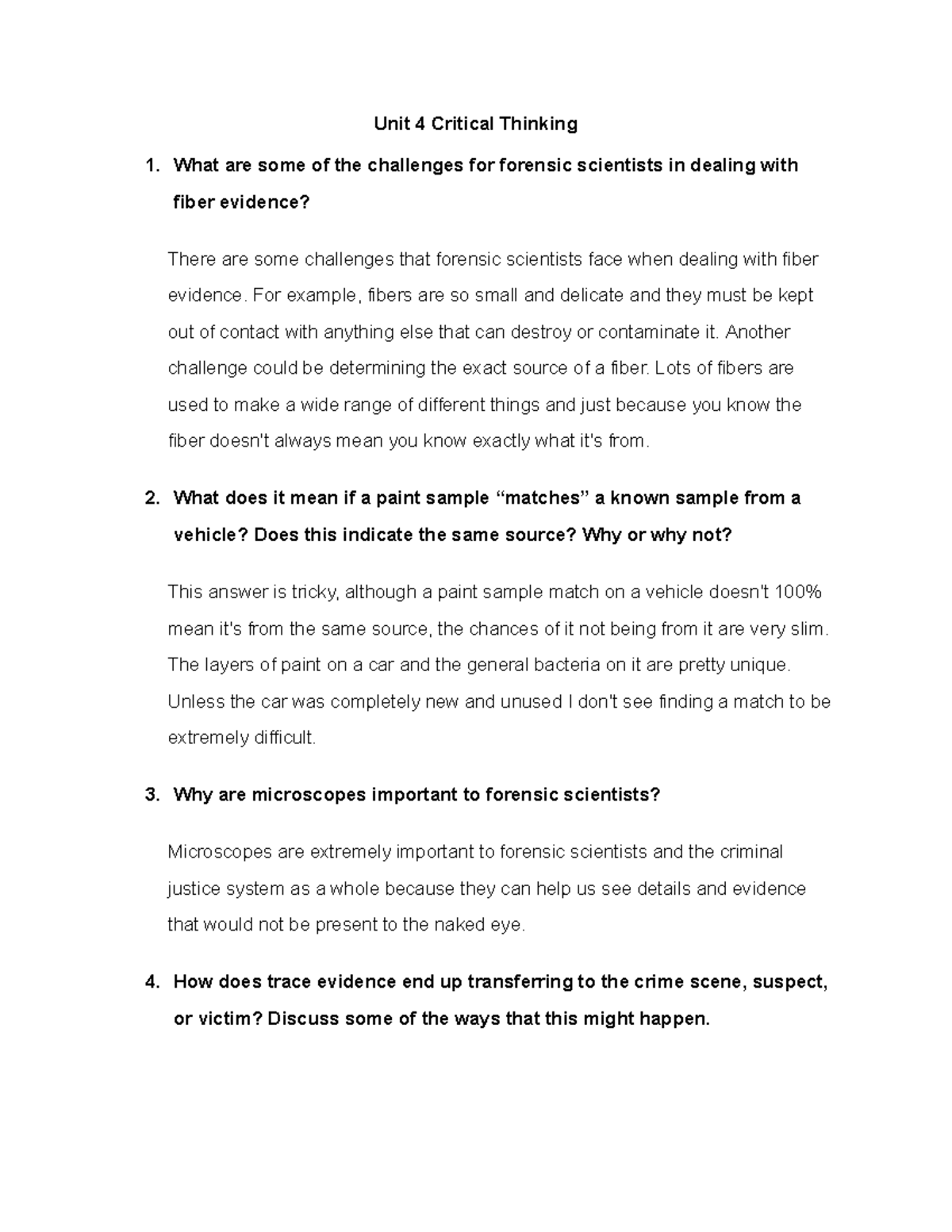 unit 4 critical thinking - Unit 4 Critical Thinking What are some of ...