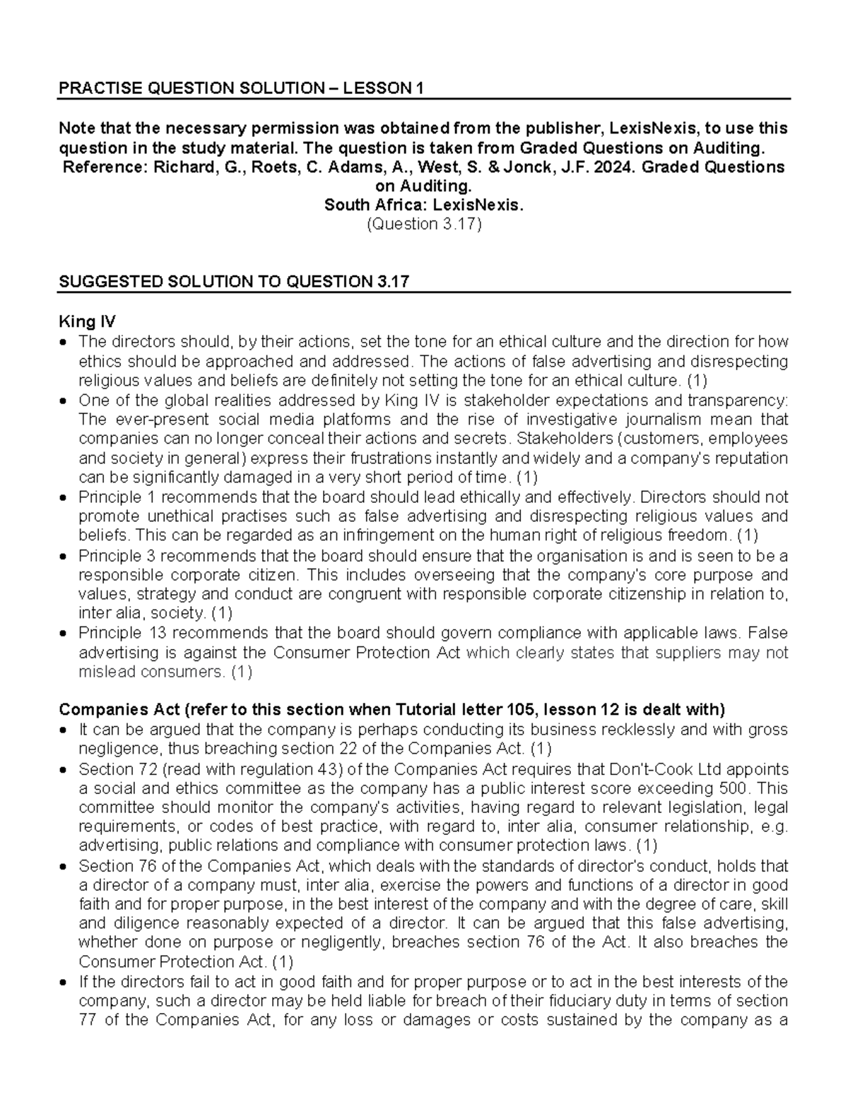 Practise Question Solution Lesson 1 - PRACTISE QUESTION SOLUTION ...