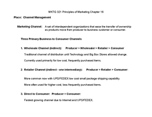 321 Marketing Principles Chapter 13 - MKTG 321 Principles of Marketing ...