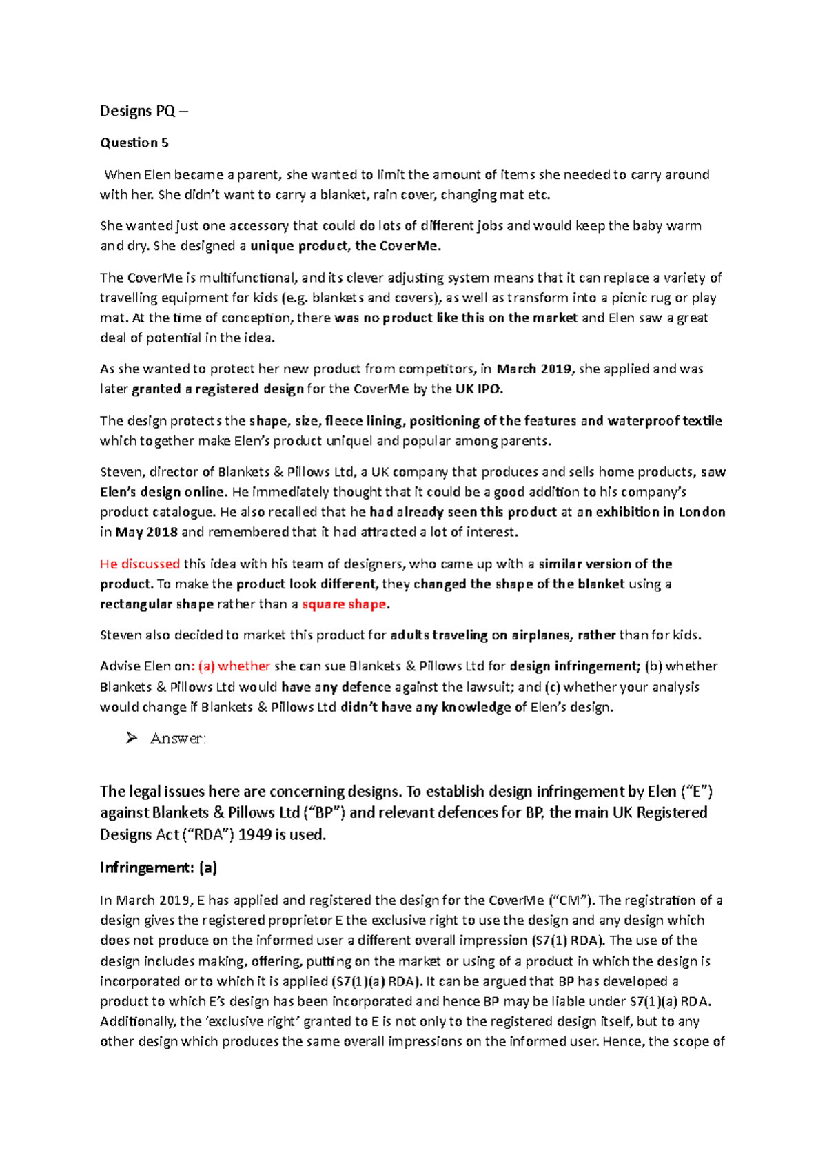 Designs PQ - Gives a structure and a sample on how to answer problem ...