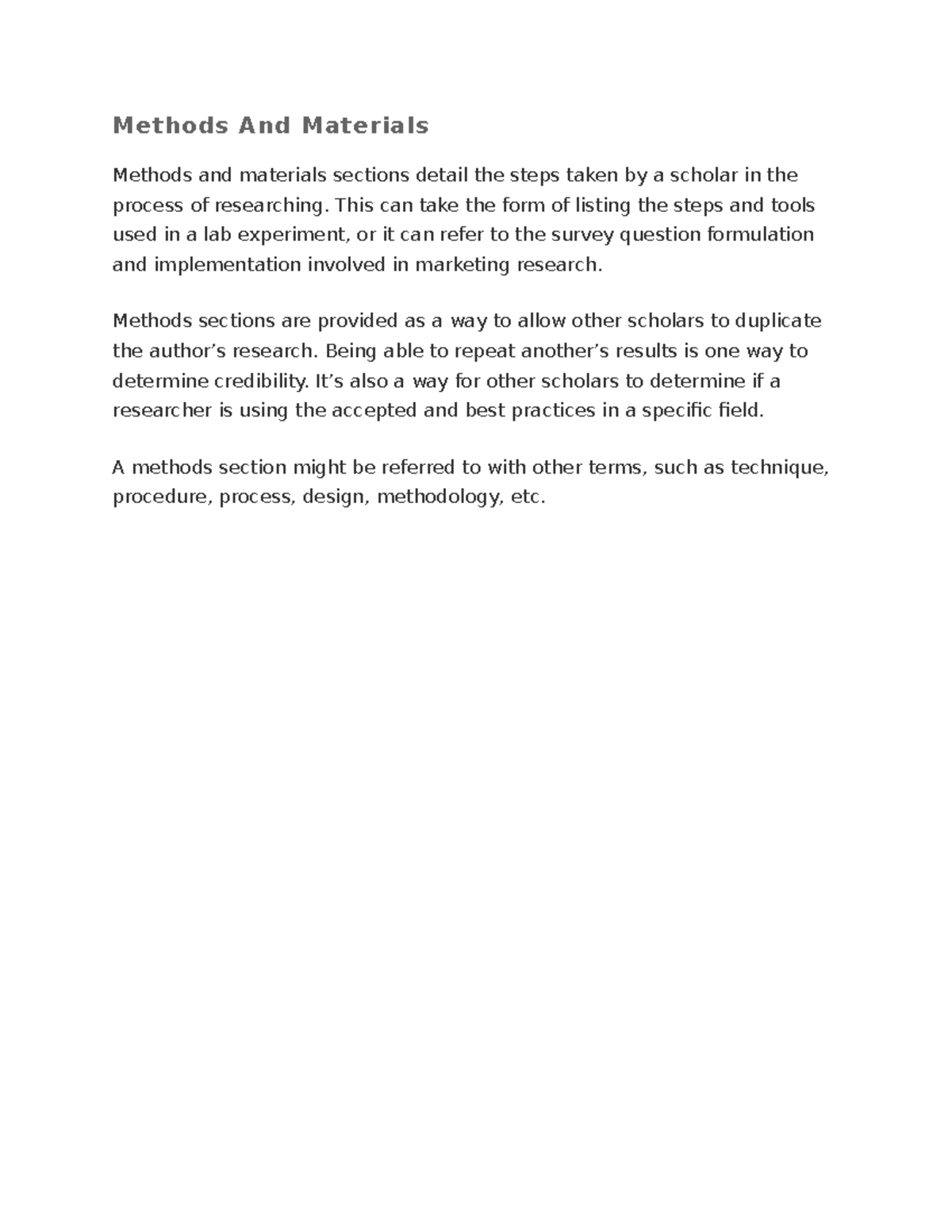 Method & material - notes - Methods And Materials Methods and materials ...