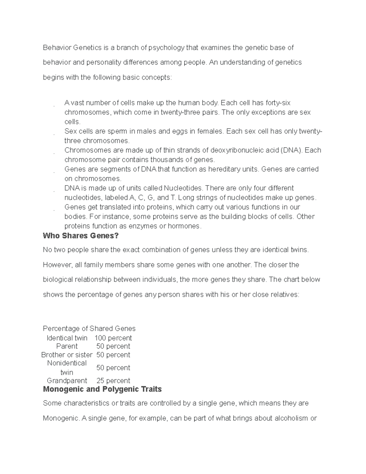 Genetics - An understanding of genetics begins with the following basic ...