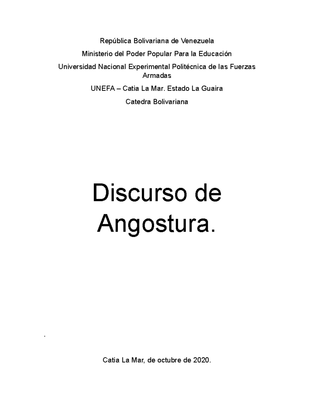 Discurso de Angostura 1818 Simon Bolivar - República Bolivariana de ...