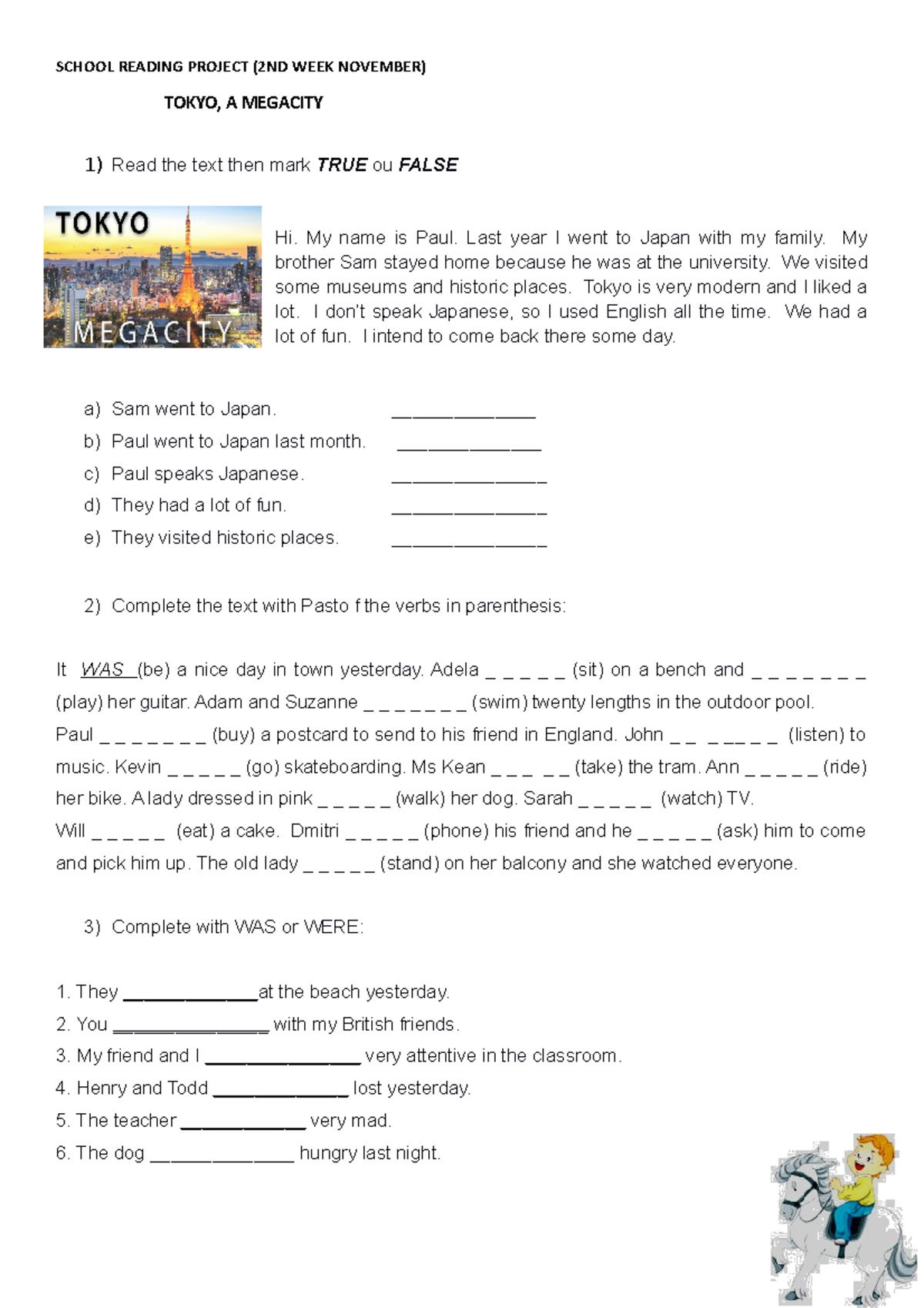 2nd wk nov plan lectura Tokyo megacity(1) - SCHOOL READING PROJECT (2ND ...