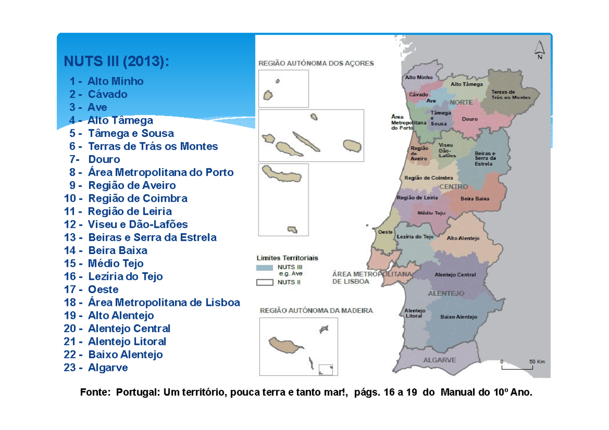 Nuts III - NUTS III (2013): 1 - Alto Minho2 - Cávado3 - Ave4 - Alto Tâmega5 - Tâmega e Sousa6 ...