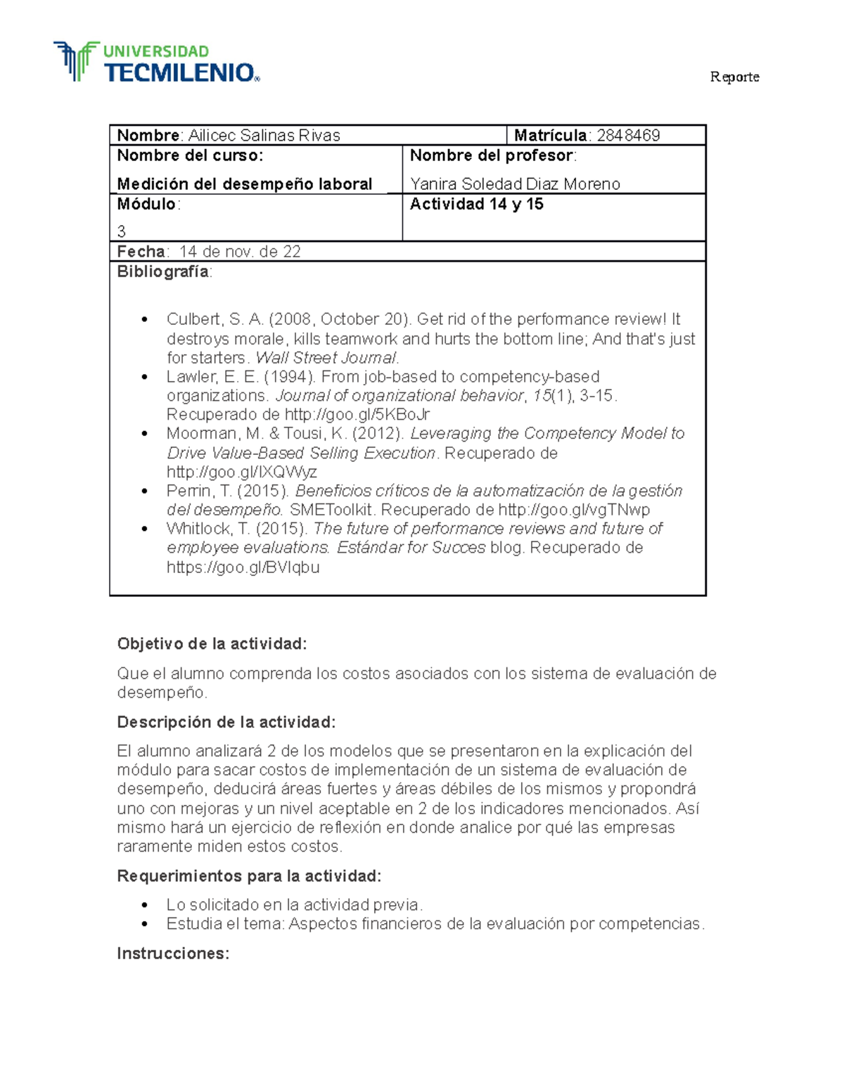 ACT14 Medicion - fv ddv sec - Nombre: Ailicec Salinas Rivas Matrícula ...
