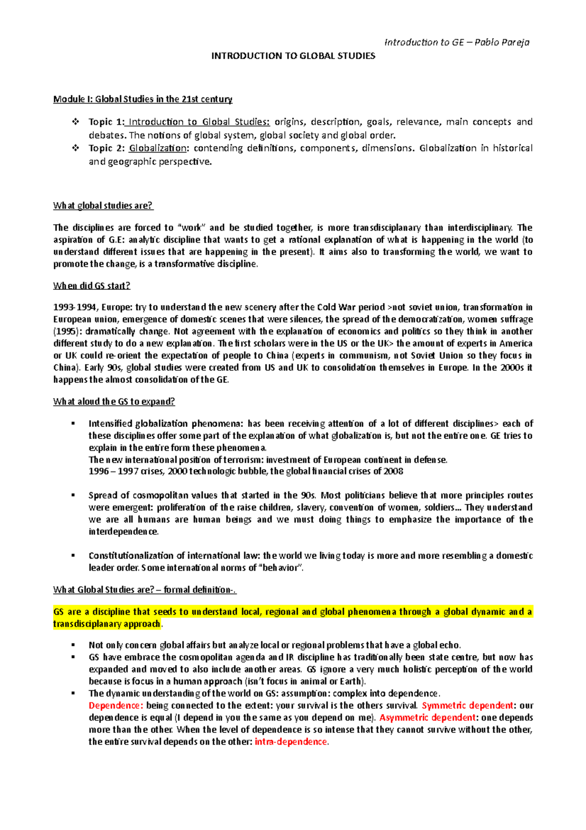 Introduction of global studies - Module 1 - INTRODUCTION TO GLOBAL ...