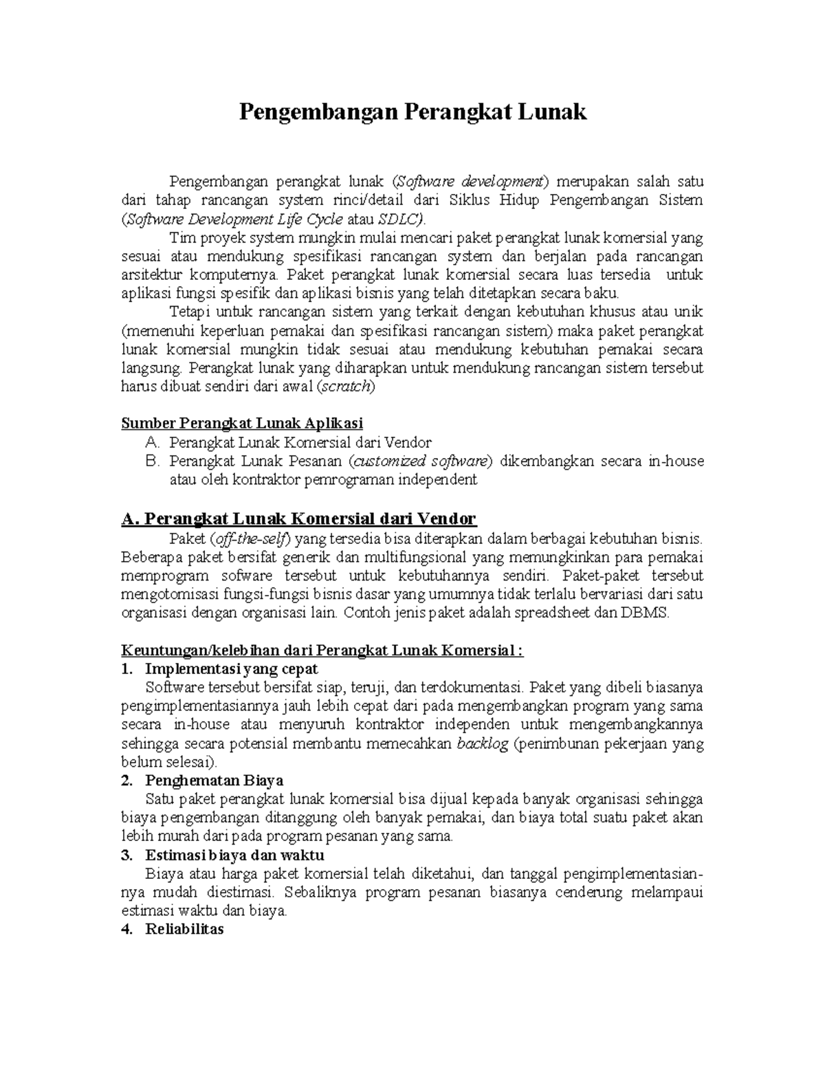 Pengembangan Perangkat Lunak - Pengembangan Perangkat Lunak Pengembangan perangkat lunak ...