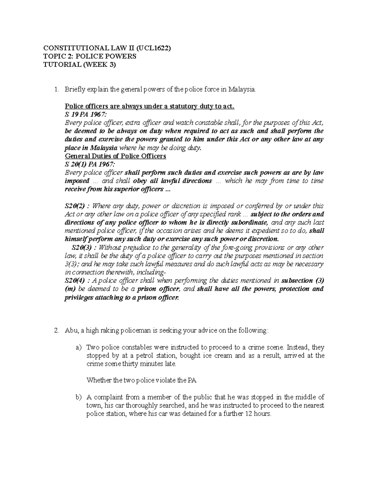 359840 Week 3 Police Powers consti 1 topic 1 - Constitutional Law 1 ...