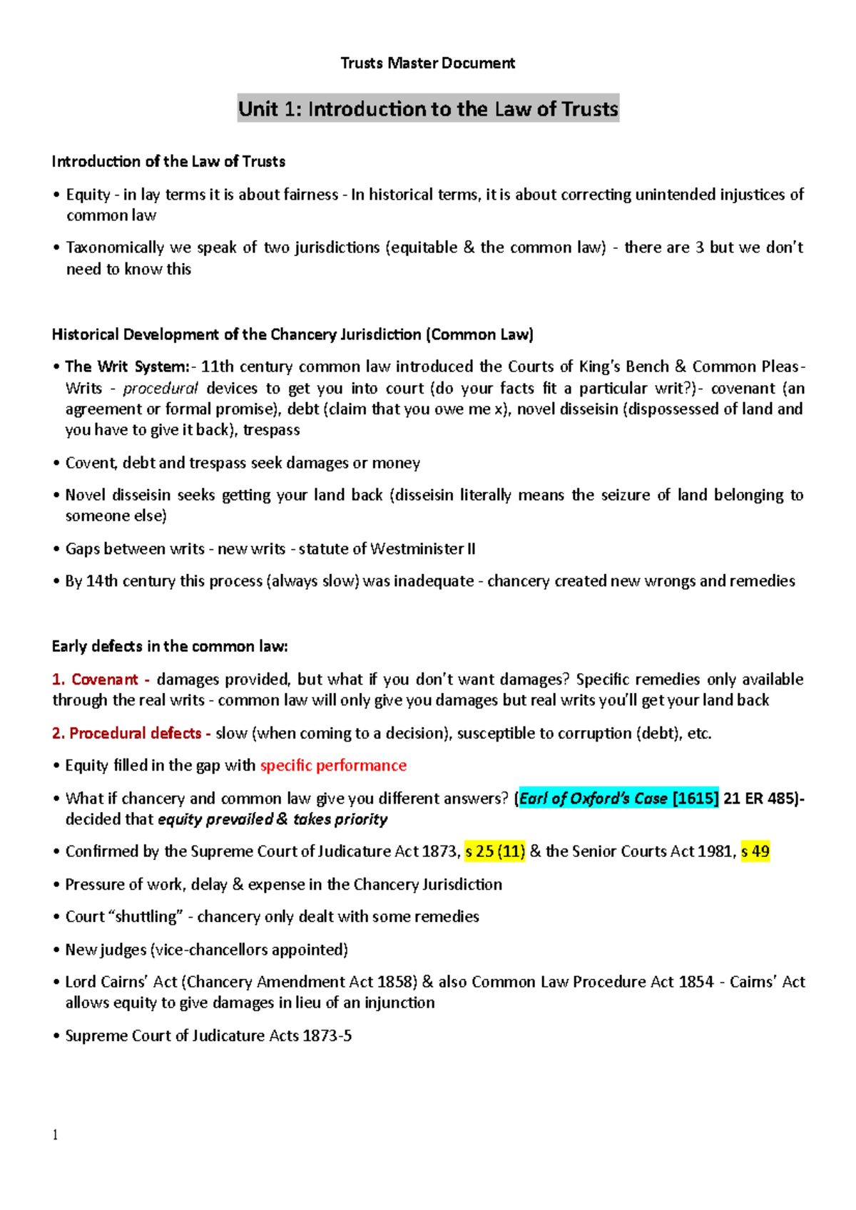 Trusts Master Document - Trusts Master Document Unit 1: Introduction to ...