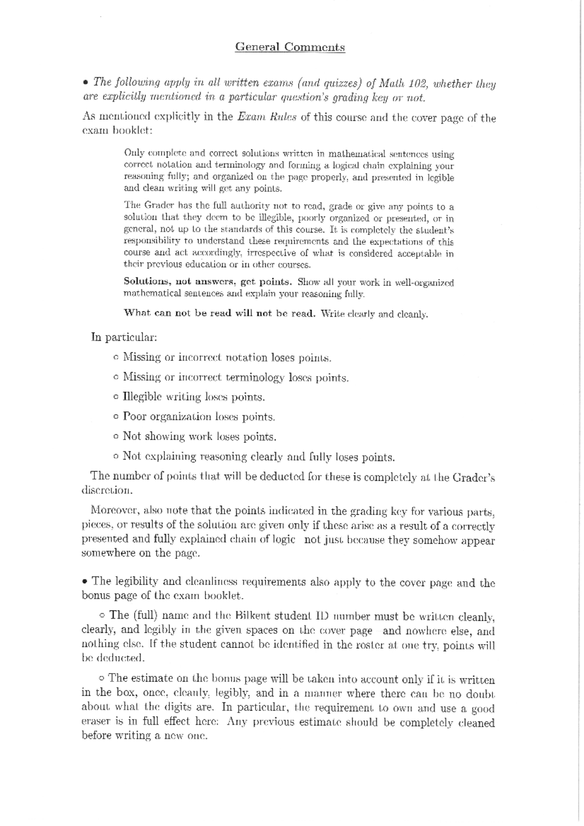 Mt1gradingkey - midterm 1 - Intoduction to Calculus II - Studocu