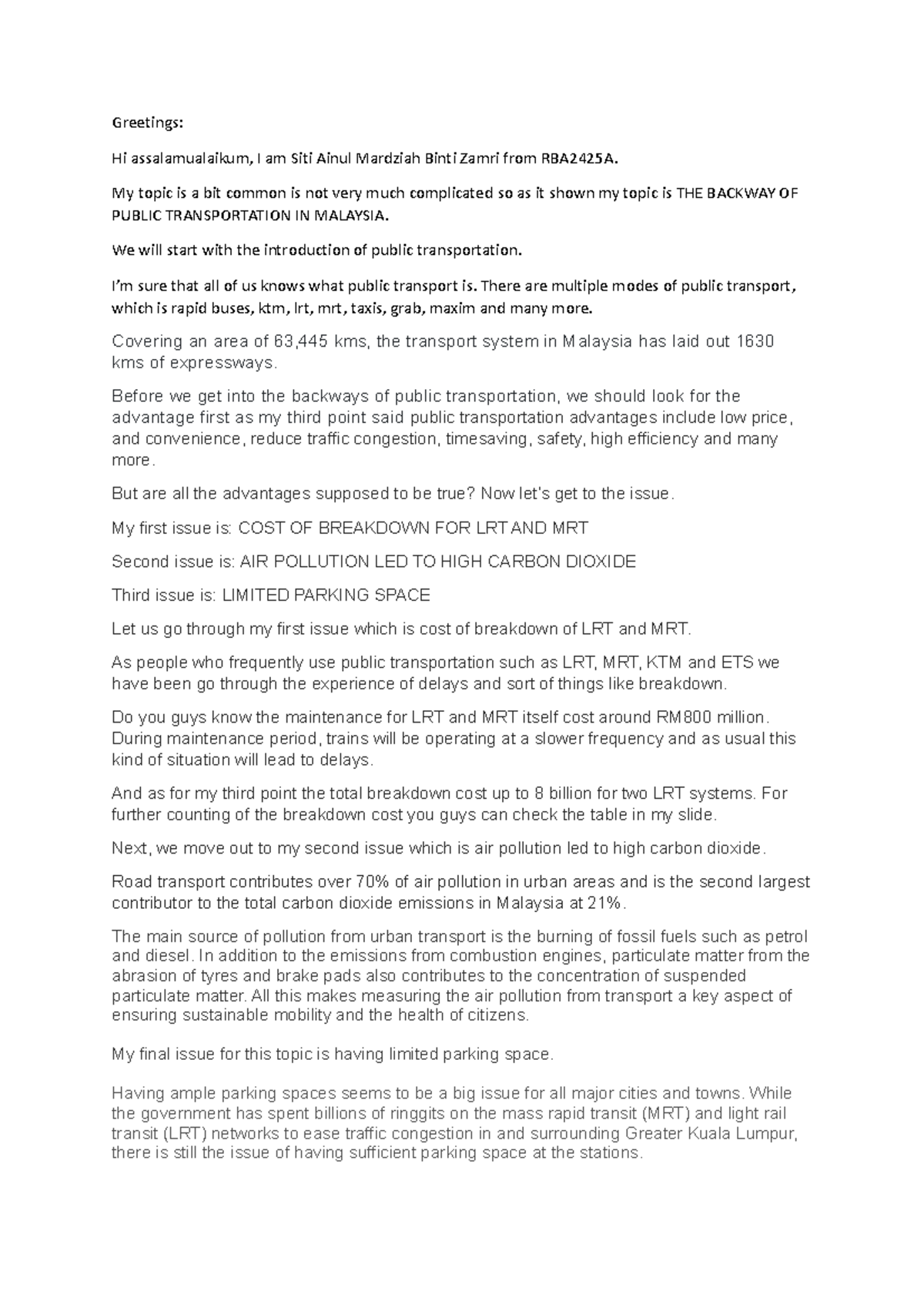 Script FIN - please use wisely. - Greetings: Hi assalamualaikum, I am ...