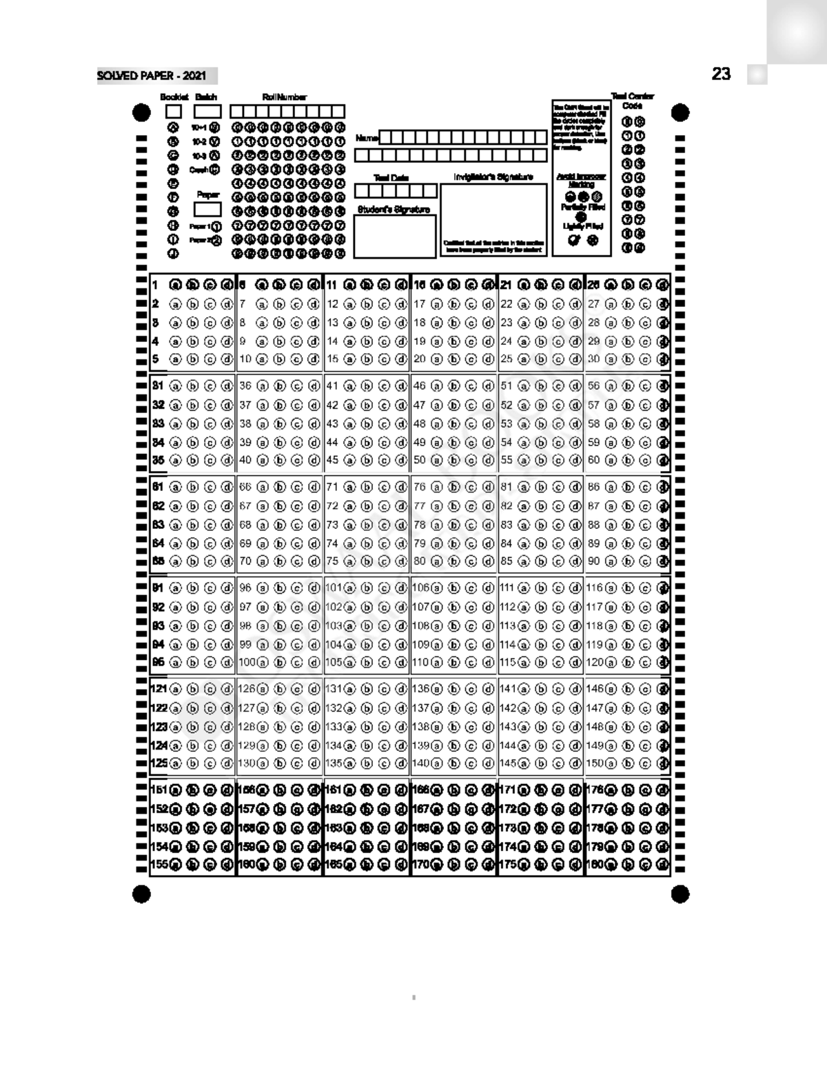 OMR-sheet - It is a OMR sheet - Engineering ISR - Studocu