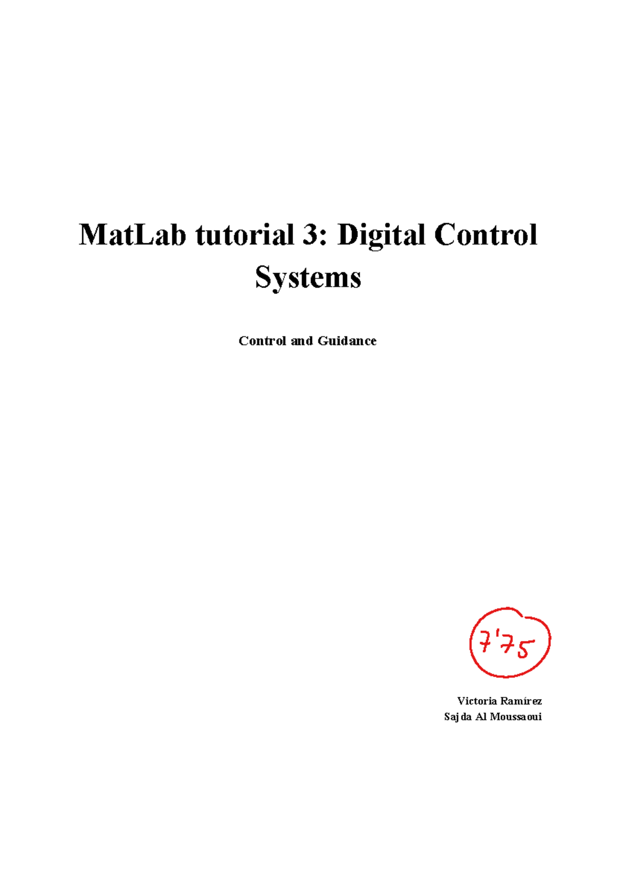 C Matlab 3 Almoussaoui Ramirez - MatLab tutorial 3: Digital Control ...
