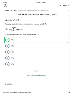 Exam p sample solution - SOCIETY OF ACTUARIES EXAM P PROBABILITY EXAM P ...