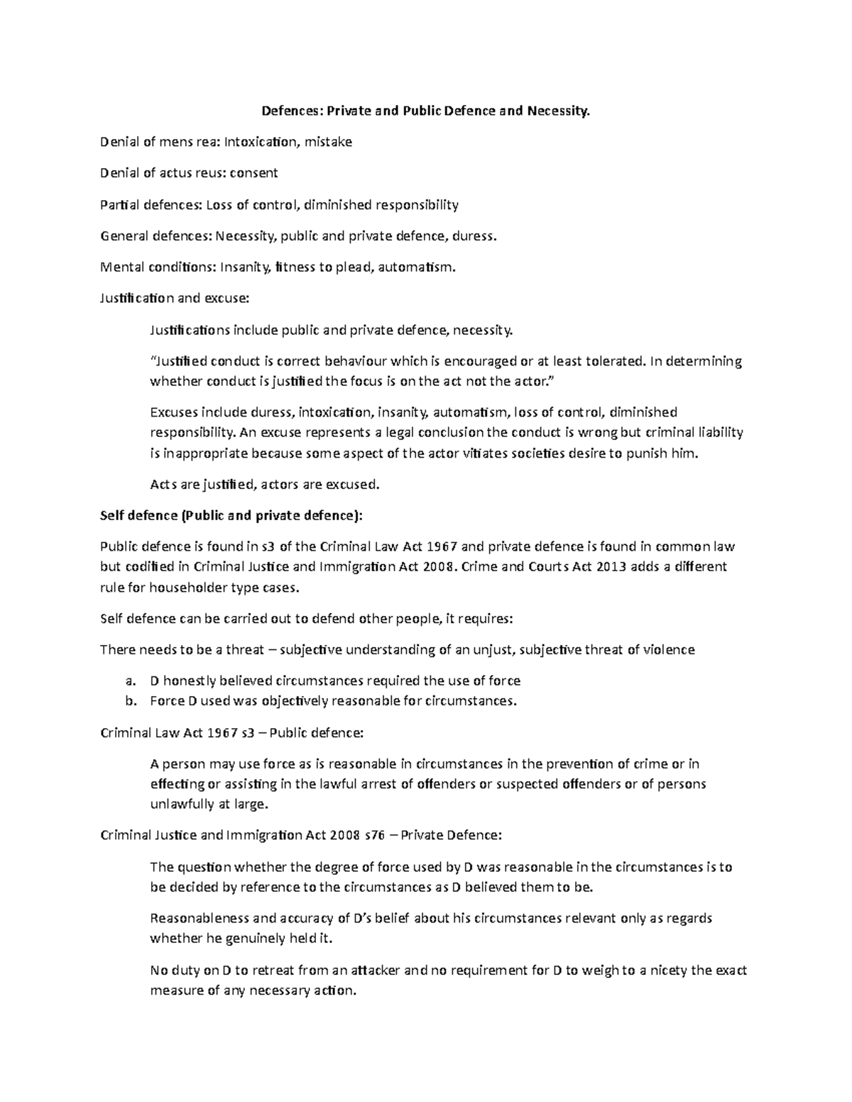 Lecture 14 - Defences: Private and Public Defence and Necessity ...