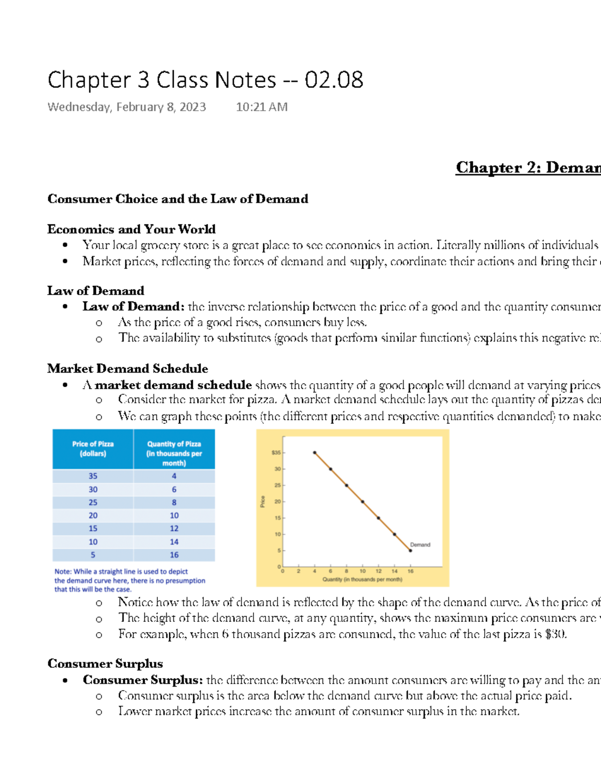 Chapter 3 Class Notes - 02 - Chapter 2: Deman Consumer Choice and the ...