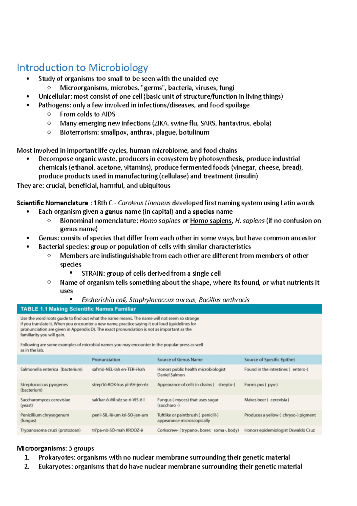 Microbiology Introduction - Introduction to Microbiology Study of ...