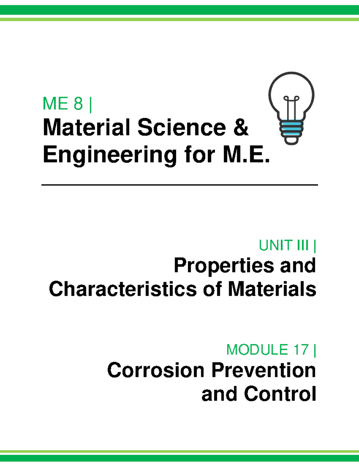 ME 8 Mseme Module 17 - notes and some problem solving - ME 8 | Material ...
