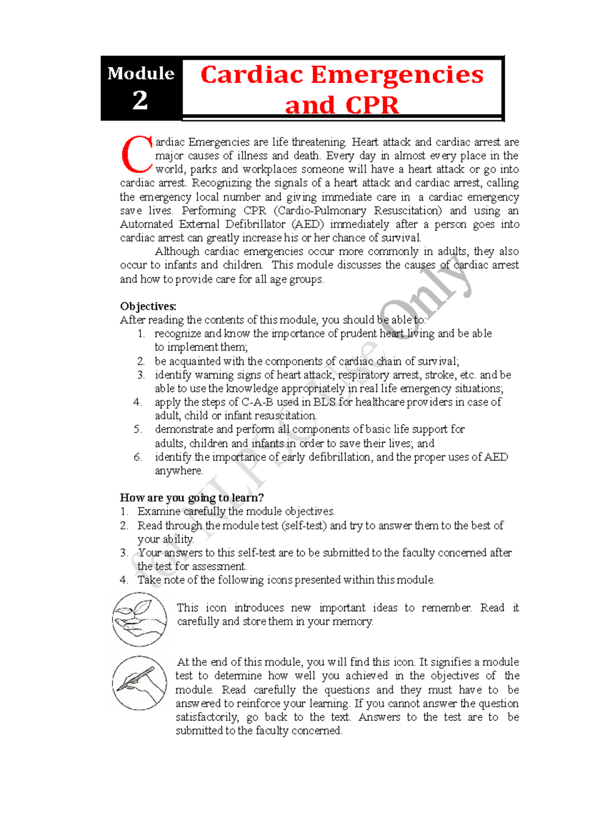 Module-2-FIRST AID AND WATER SAFETY - Module 2 Cardiac Emergencies and ...