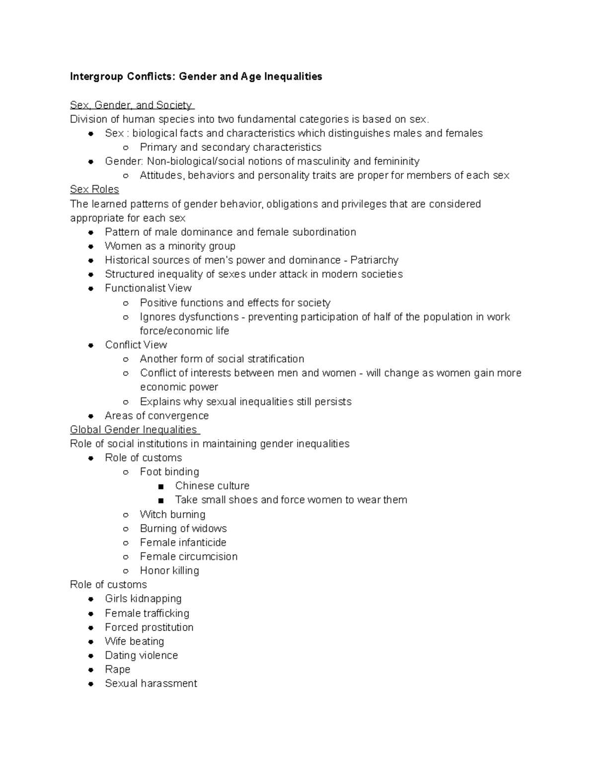 Unit 10 Notes - Unit 10 - Intergroup Conflicts: Gender and Age ...