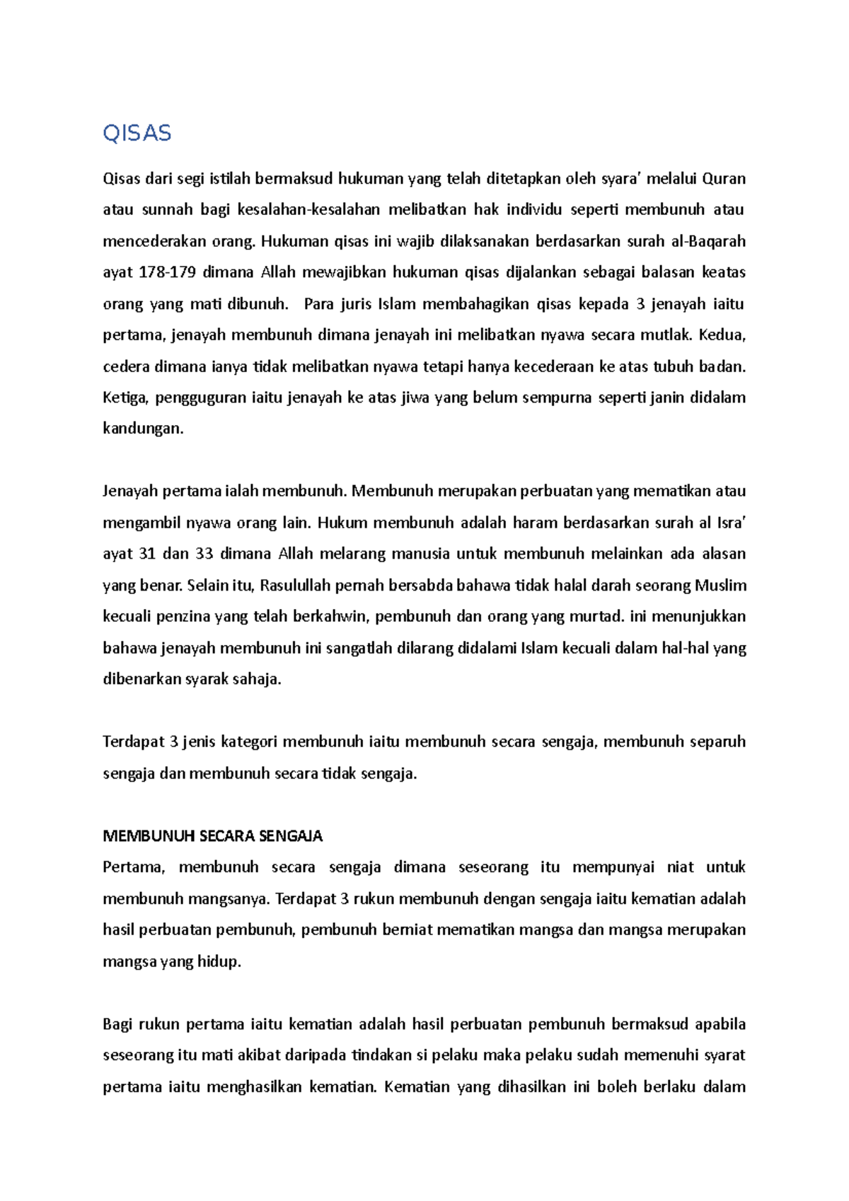 ICL - Qisas - QISAS Qisas dari segi istilah bermaksud hukuman yang ...