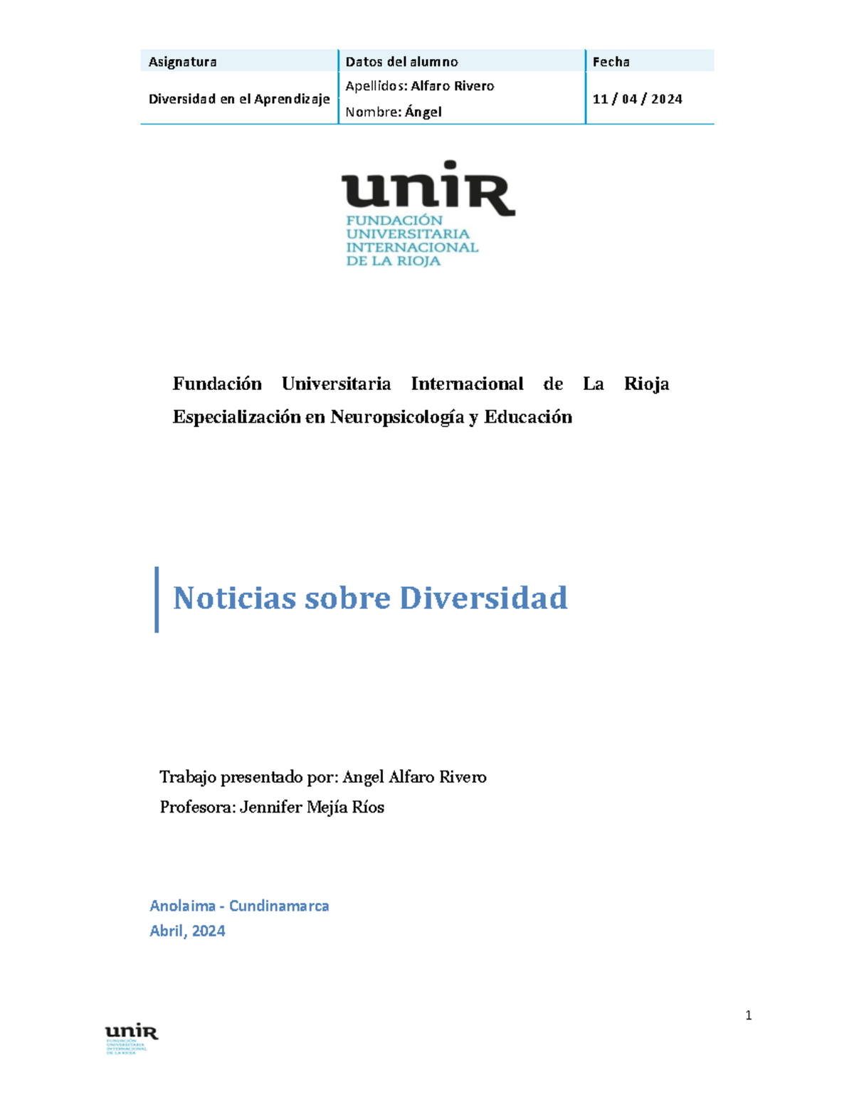 1. Alfaro Rivero, Angel. Actividad 1- Creencias y Valores - Diversidad ...