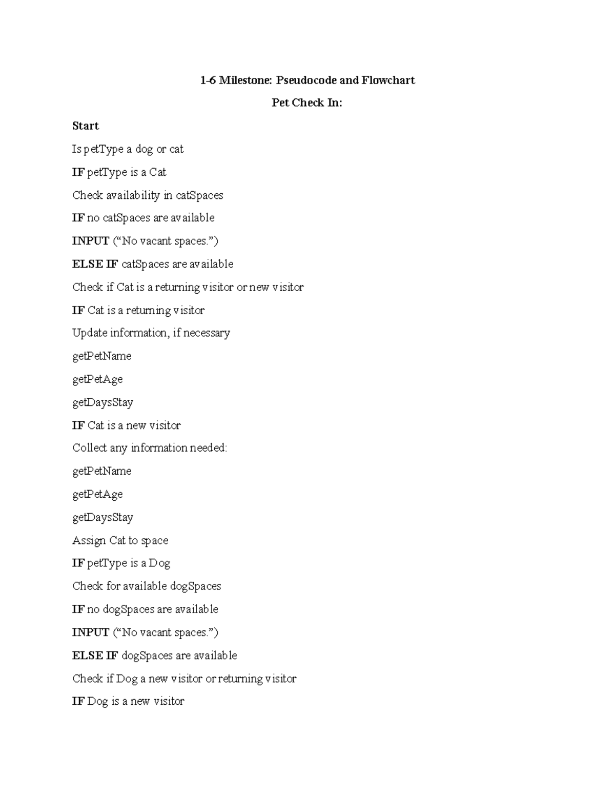 IT-145 1-6 Milestone Pseudocode and Flowchart - 1-6 Milestone ...