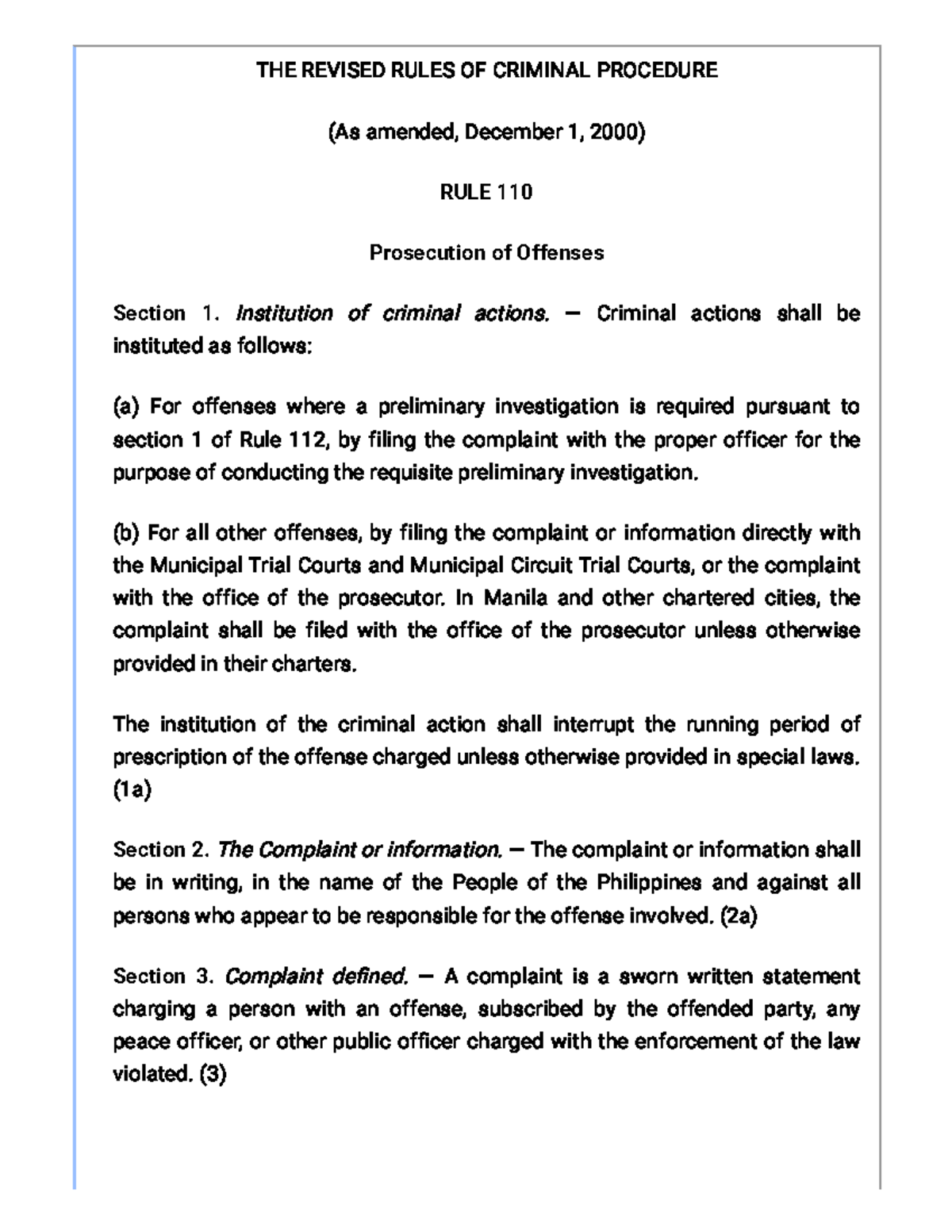 Criminal Procedure Codal Provisions - T H E R E V I S E D R U L E S O F ...