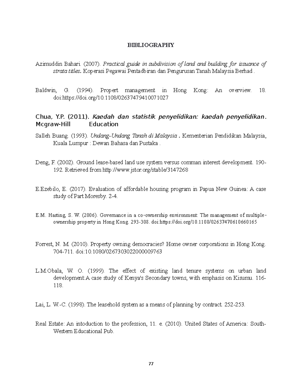 Bibliography - FYE - BIBLIOGRAPHY Azimuddin Bahari. (2007). Practical ...