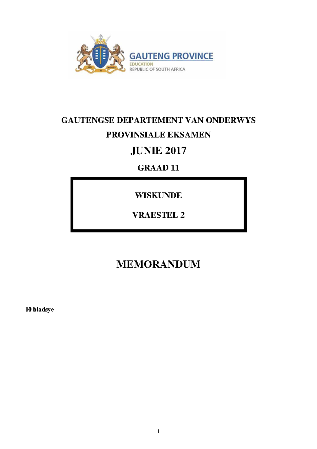 Gr 11 Mathematics P2 Afr MEMO - GAUTENGSE DEPARTEMENT VAN ONDERWYS ...