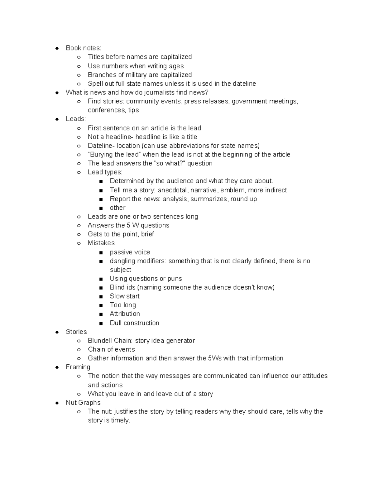 News & Reporting Notes - Book notes: Titles before names are ...