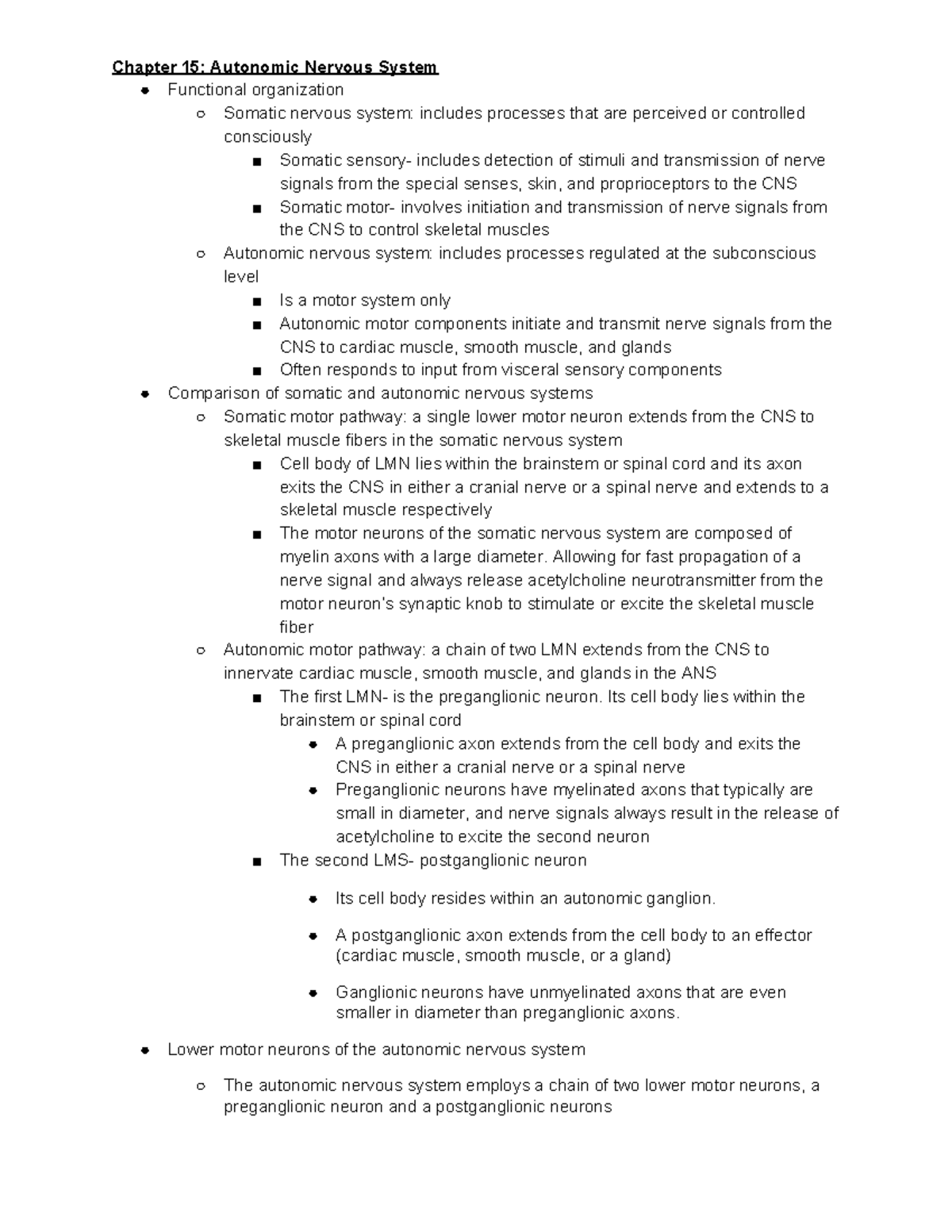 Chapter 15 Autonomic Nervous System - Chapter 15: Autonomic Nervous ...