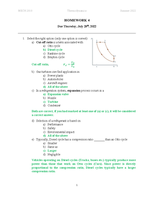 Sample Exam 1 F2024 - Practice Thermo Exam - Thermodynamics Sample Exam ...