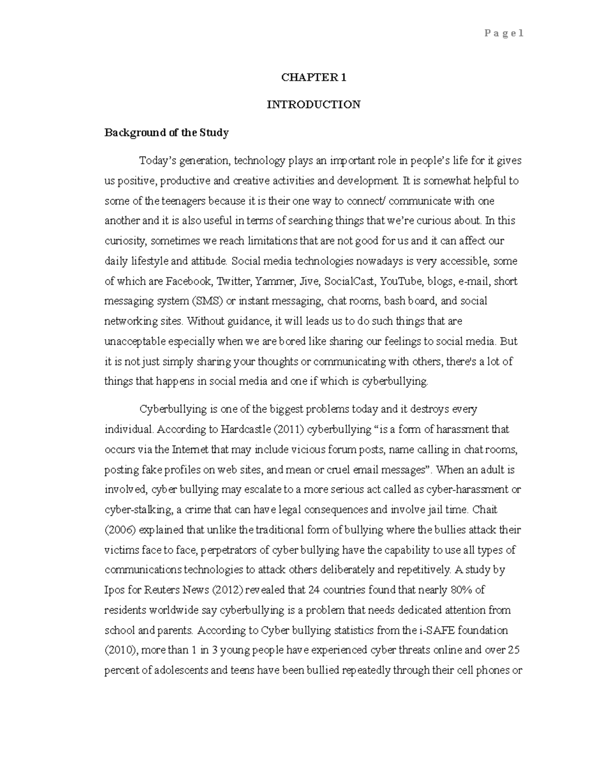 Finally - Research - CHAPTER 1 INTRODUCTION Background of the Study ...