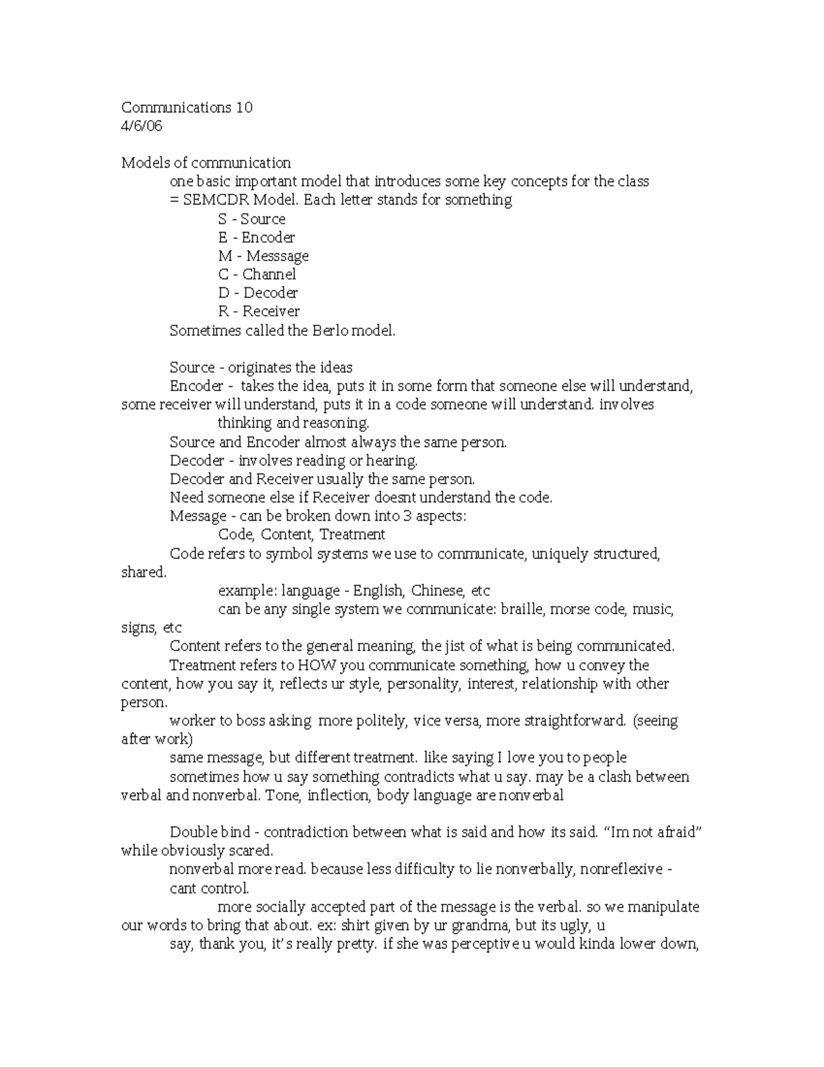 Comm10 - notes on what he says during class that u can use during ur ...