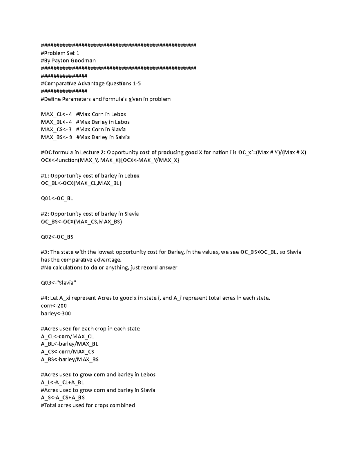 Economics Problem Set 1 - #Problem Set 1 #By Payton Goodman - Studocu