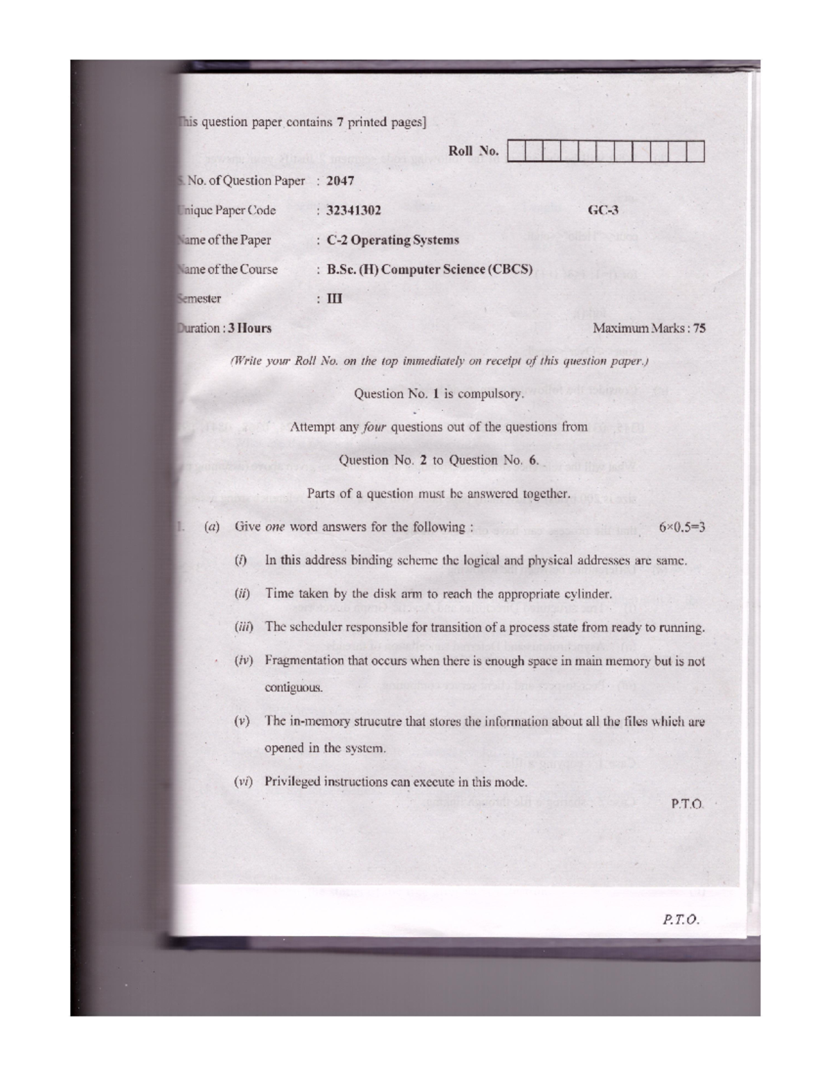 Operating Systems - Qop - B.Sc(H)Computer Science - Studocu