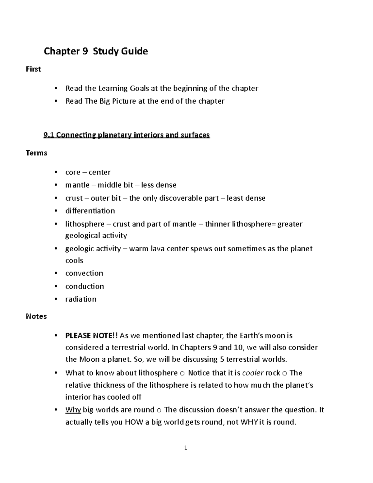 Nats - Chapter 9 Study Guide - Planetary Functions and Features ...