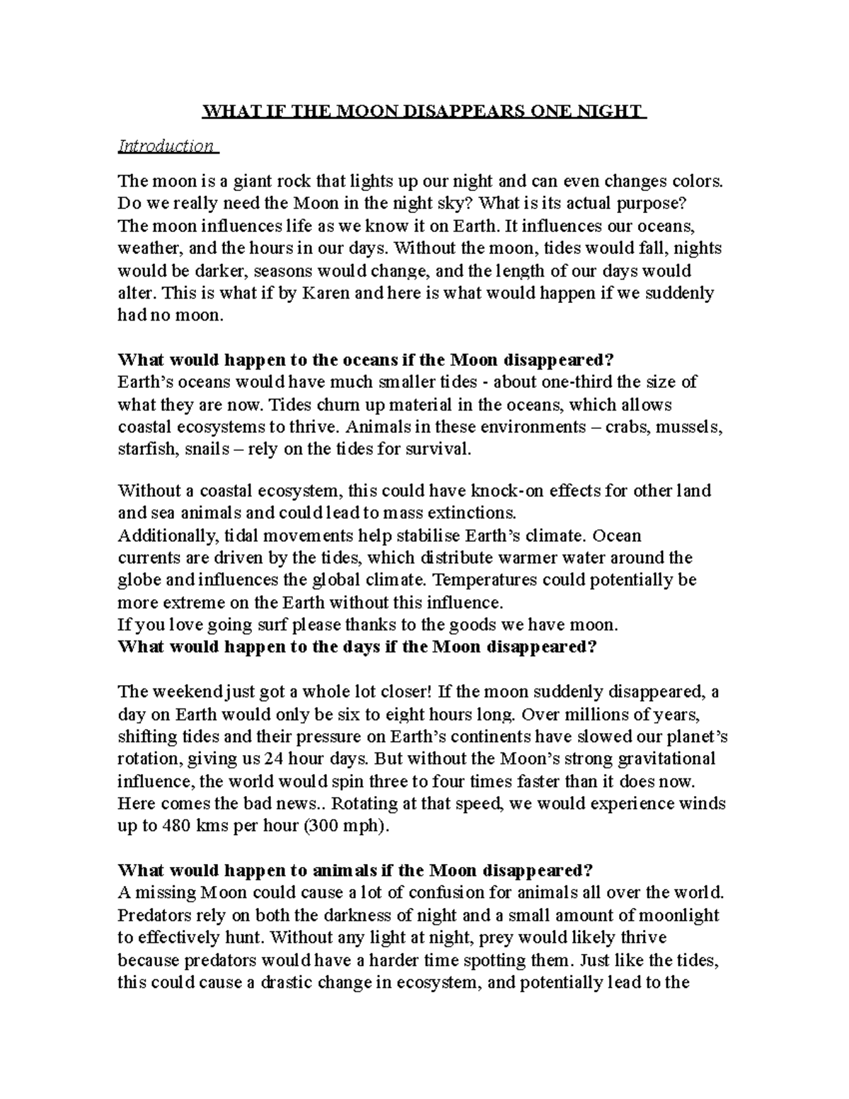 What if the moon disappeared - WHAT IF THE MOON DISAPPEARS ONE NIGHT ...