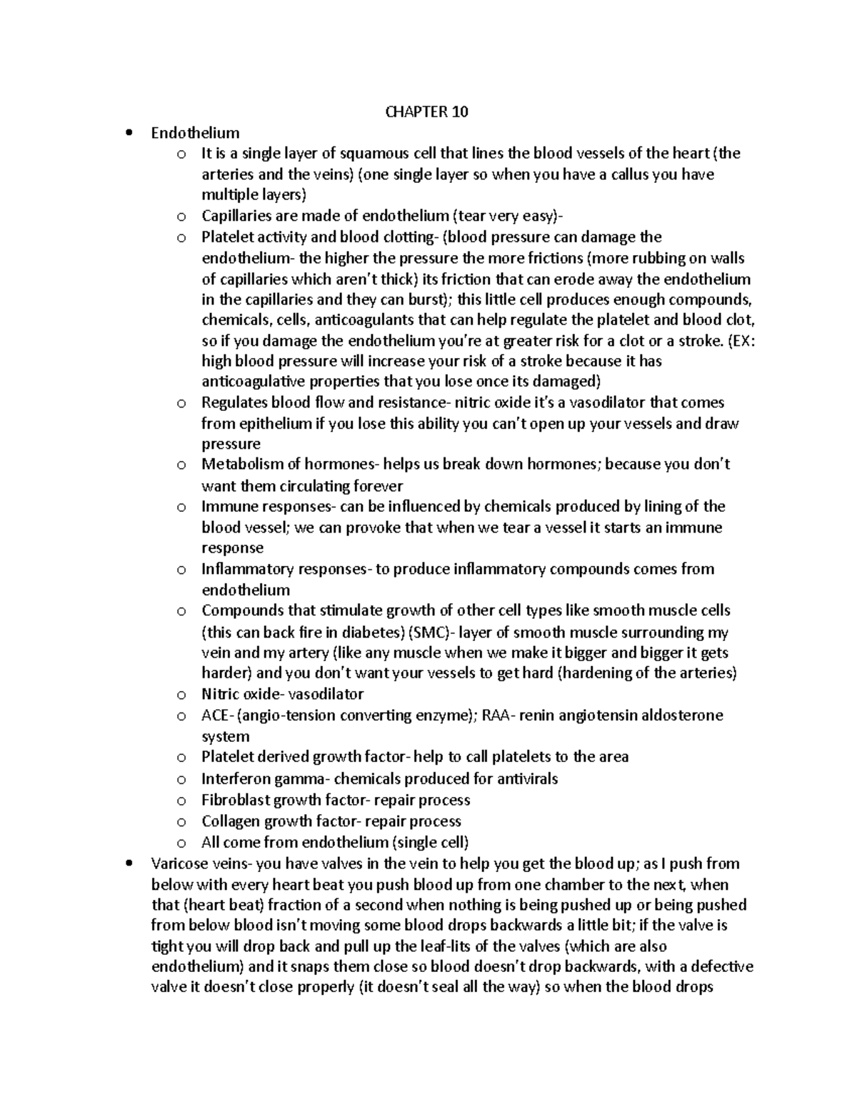 Patho ch 10 - Cancer lecture - CHAPTER 10 Endothelium o It is a single layer of squamous cell ...