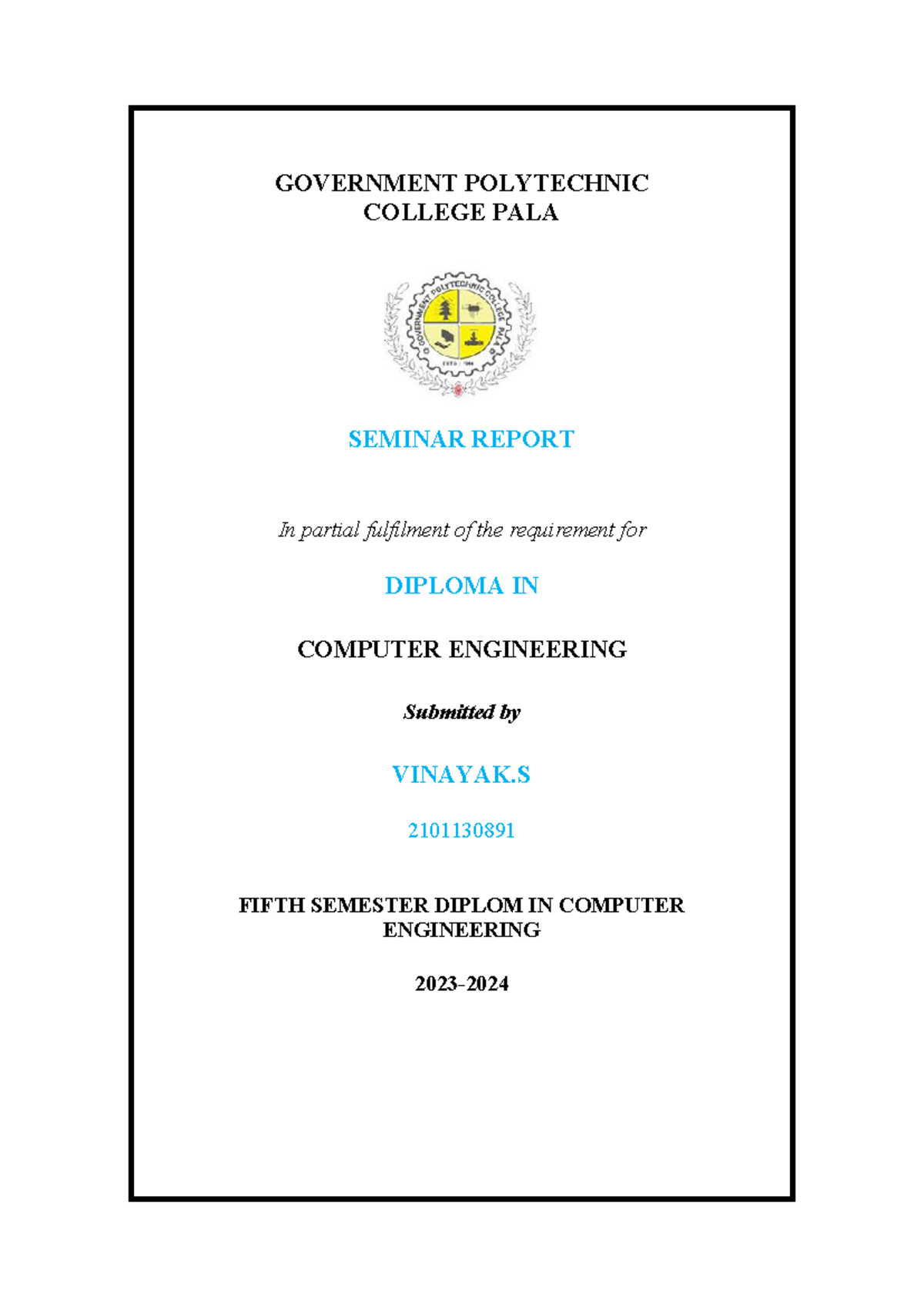 ANN project Report - GOVERNMENT POLYTECHNIC COLLEGE PALA SEMINAR REPORT ...