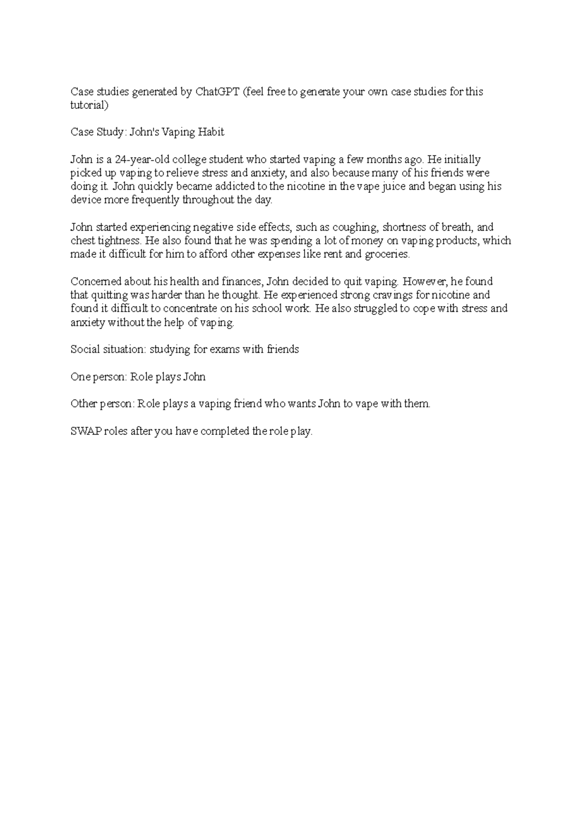 Case studies - He initially picked up vaping to relieve stress and ...