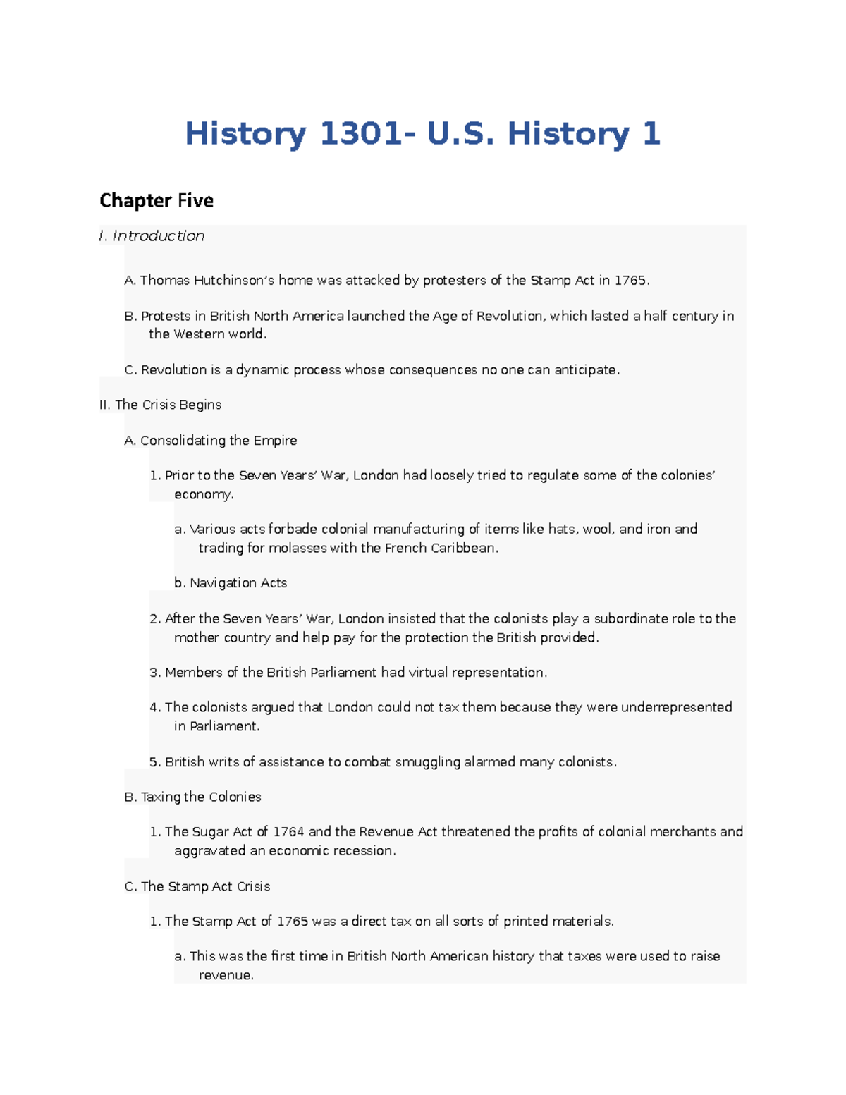 History 1301-Ch. 5 - Foner, Eric. Give Me Liberty! Seagull Edition ...