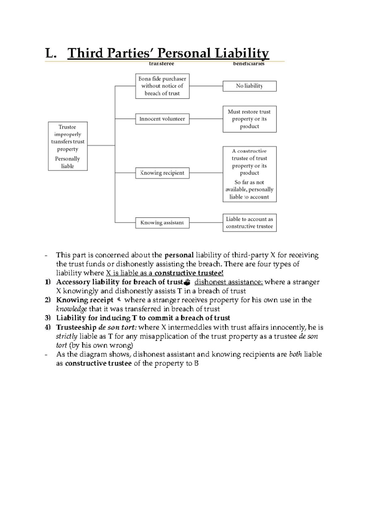 Third-party personal liabilities - L. Third Personal Liability 1) 2) 3 ...