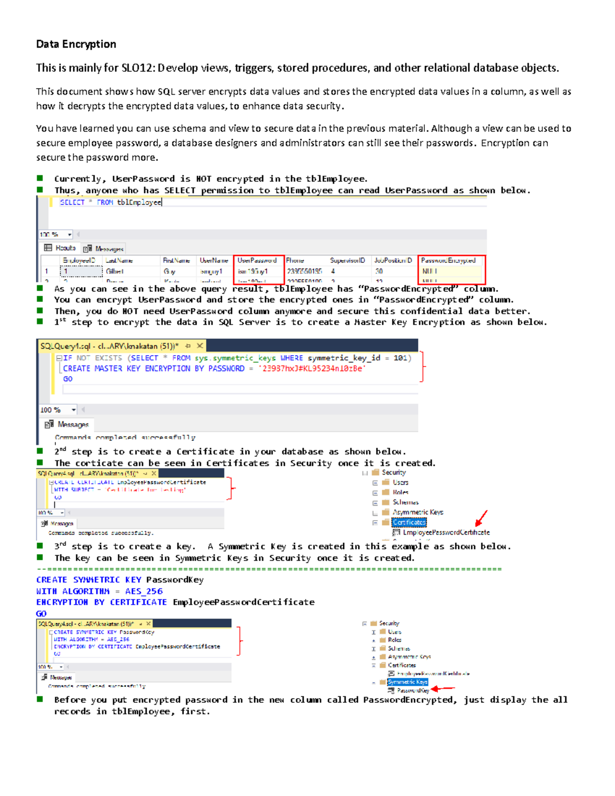 Data Encryption Reading - Data Encryption This is mainly for SLO12 ...