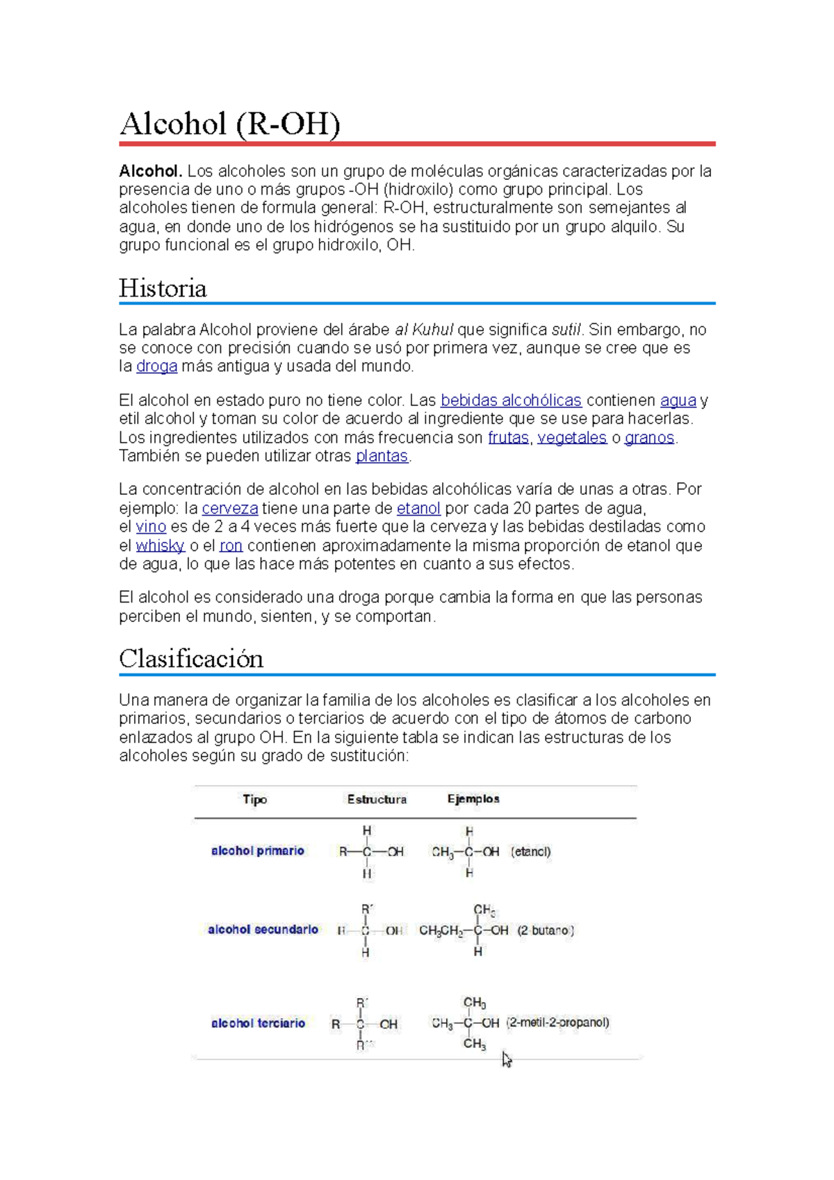 Alcoholes y Aldehídos - resumen - Alcohol (R-OH) Alcohol. Los alcoholes ...
